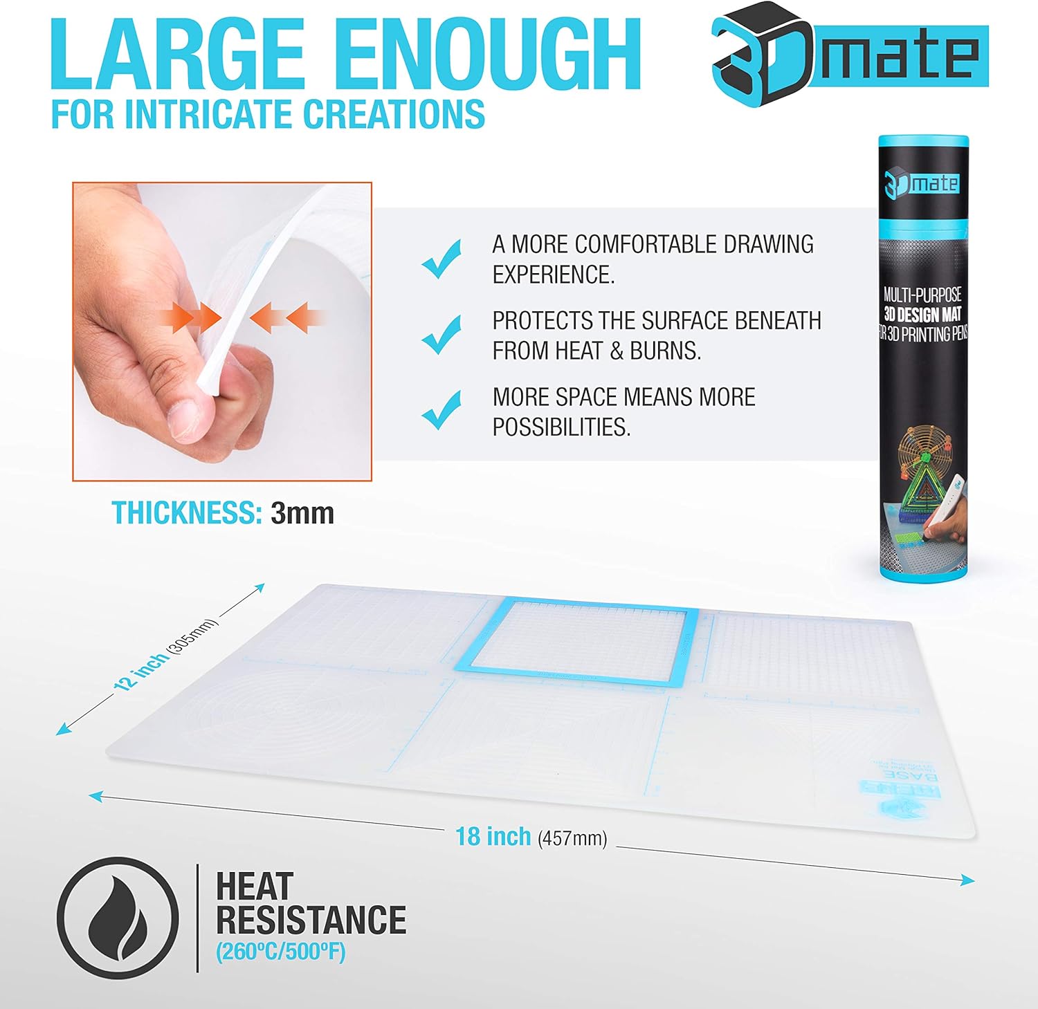 3Dmate BASE Multi-Purpose 3D Design Mat for 3D Printing Pens